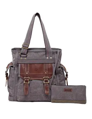 TSD BRAND Turtle Ridge Canvas Organizer Tote - Grey