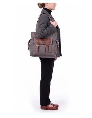 TSD BRAND Turtle Ridge Canvas Organizer Tote - Grey