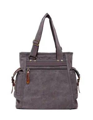 TSD BRAND Turtle Ridge Canvas Organizer Tote - Grey
