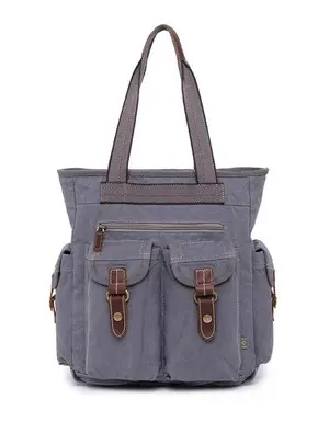 TSD BRAND Atona Canvas Utility Tote - Grey