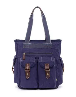 TSD BRAND Atona Canvas Utility Tote - Navy