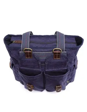 TSD BRAND Atona Canvas Utility Tote - Navy
