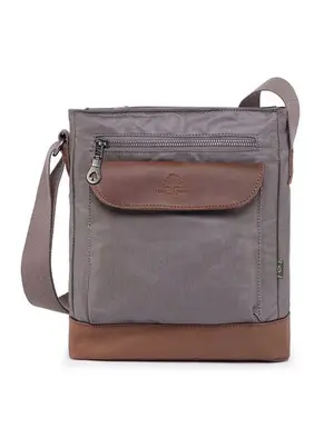 TSD BRAND City Light Coated Canvas Flap Crossbody Bag Grey