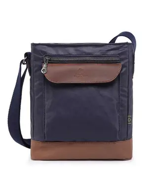 TSD BRAND City Light Coated Canvas Flap Crossbody Bag Navy