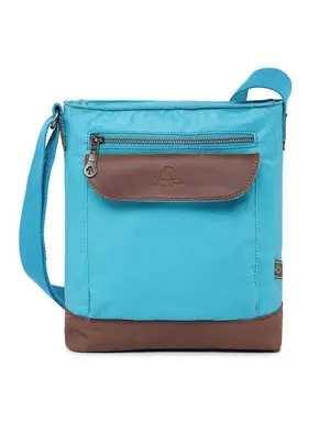 TSD BRAND City Light Coated Canvas Flap Crossbody Bag - Teal