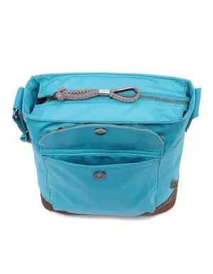TSD BRAND City Light Coated Canvas Flap Crossbody Bag - Teal