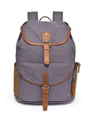 TSD BRAND Milo Canvas Drawstring Laptop Backpack - Grey