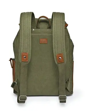 TSD BRAND Milo Canvas Drawstring Laptop Backpack - Olive