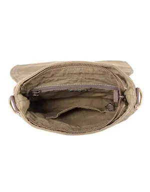 TSD BRAND Coastal Canvas Flap Crossbody Bag - Olive