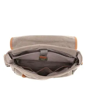 TSD BRAND Mountain Wood Canvas Flap Messenger Bag - Grey