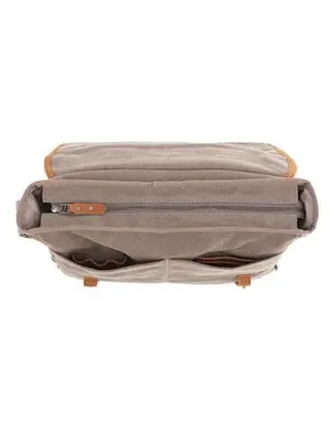 TSD BRAND Mountain Wood Canvas Flap Messenger Bag - Grey
