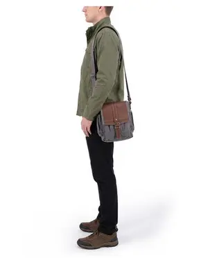 TSD BRAND Turtle Ridge Canvas Flap Crossbody Bag - Grey