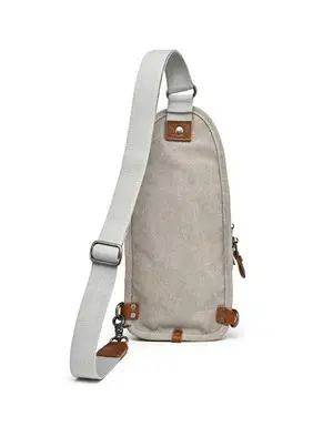 TSD BRAND Canna Canvas Double Compartment Sling Bag - Grey