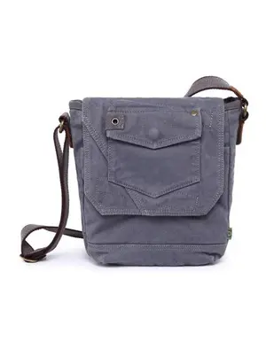 TSD BRAND Spring Palm Canvas Pocket Crossbody Bag - Grey