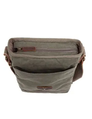TSD BRAND Spring Palm Canvas Pocket Crossbody Bag - Olive