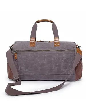 TSD BRAND Stone Creek Waxed Canvas Duffel Bag - Grey
