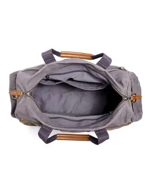 TSD BRAND Stone Creek Waxed Canvas Duffel Bag - Grey