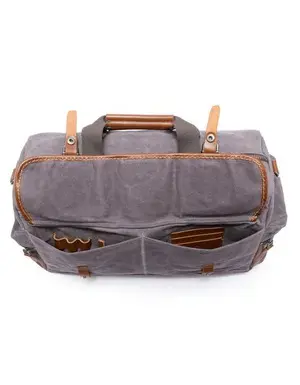 TSD BRAND Stone Creek Waxed Canvas Duffel Bag - Grey