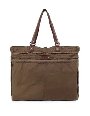TSD BRAND Lake Toya Canvas Convertible Tote - Olive