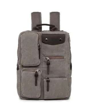 TSD BRAND Ridge Valley Canvas Laptop Backpack - Grey