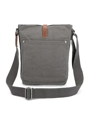 TSD BRAND Forest Canvas Zip Crossbody Bag - Grey
