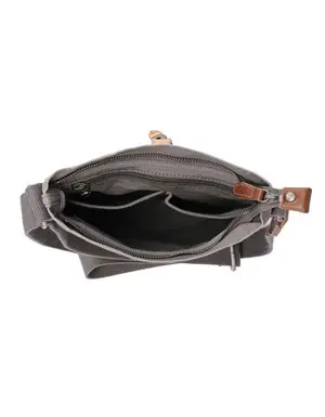 TSD BRAND Forest Canvas Zip Crossbody Bag - Grey