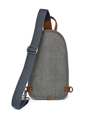 TSD BRAND Agave Canvas Zip Sling Bag - Grey