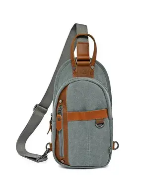 TSD BRAND Agave Canvas Zip Sling Bag Teal