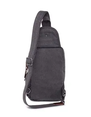 TSD BRAND Sunset Cove Canvas Pocket Sling Bag - Grey