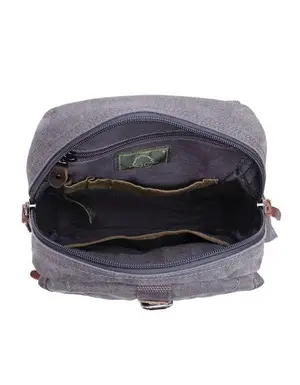 TSD BRAND Sunset Cove Canvas Pocket Sling Bag - Grey