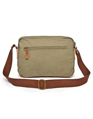 TSD BRAND Trail Breeze Canvas Pocket Messenger Bag - Olive