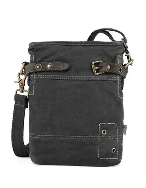 TSD BRAND Coastal Canvas Zip Crossbody Bag - Grey