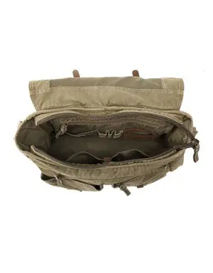 TSD BRAND Coastal Canvas Flap Messenger Bag - Olive