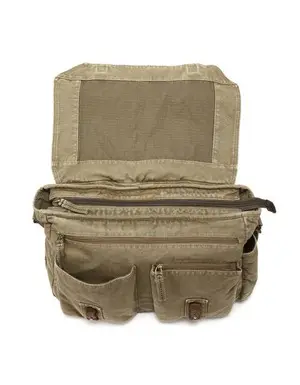 TSD BRAND Coastal Canvas Flap Messenger Bag - Olive
