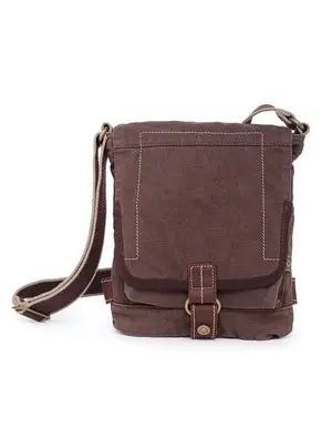 TSD BRAND Atona Canvas Flap Crossbody Bag - Brown