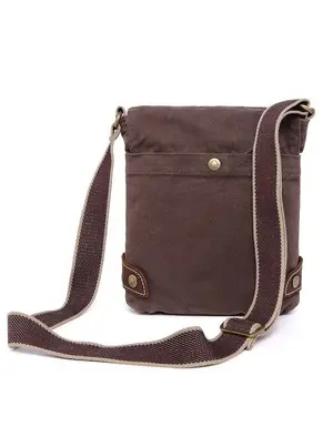 TSD BRAND Atona Canvas Flap Crossbody Bag - Brown