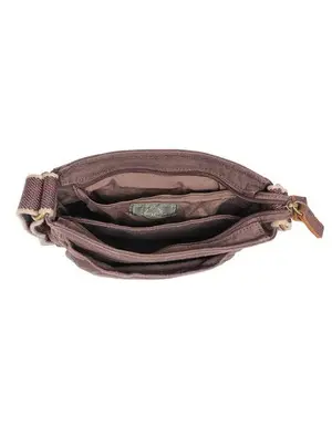 TSD BRAND Atona Canvas Flap Crossbody Bag - Brown