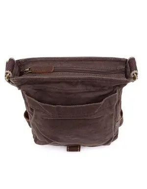 TSD BRAND Atona Canvas Flap Crossbody Bag - Brown