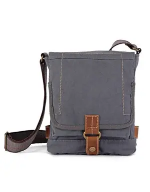 TSD BRAND Atona Canvas Flap Crossbody Bag - Grey