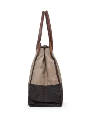 TSD BRAND Stone Creek Two Tone Waxed Canvas Tote - Beige
