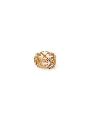 Off-White Multi Arrow Ring With Studs And Rhinestone
