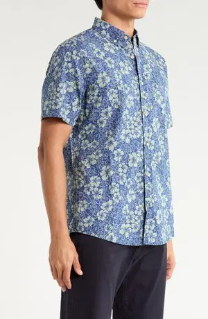 Reyn Spooner Biscus Bounty Short Sleeve Button-down Shirt - Blue