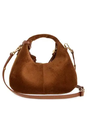 GANNI Mini Corduroy Hobo Bag - Tortoise Shell