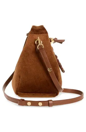 GANNI Mini Corduroy Hobo Bag - Tortoise Shell