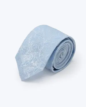 KNOTTERY & CO Sakura Leno Silk Tie - Sky Blue