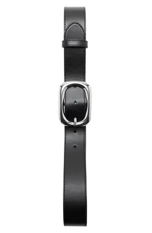 Mango Oval Buckle Faux Leather Belt - Black