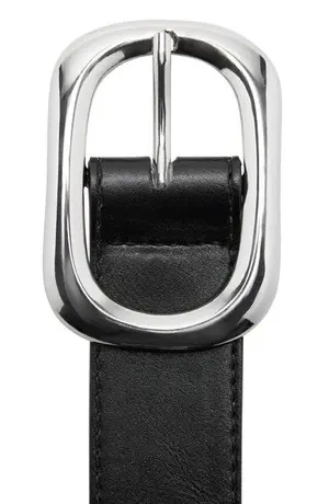 Mango Oval Buckle Faux Leather Belt - Black