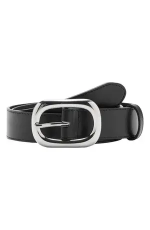 Mango Oval Buckle Faux Leather Belt - Black