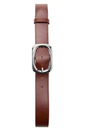 Mango Oval Buckle Faux Leather Belt - Brown
