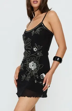 Princess Polly Daphie Floral Sequin Beaded Minidress